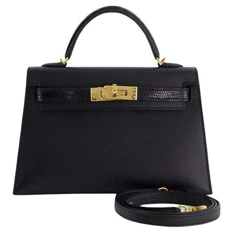 Hermès Noir Mini Kelly Sellier 20 Touch Veau Madame Lezard Gold