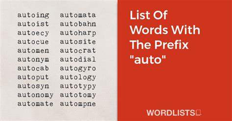 List Of Words With The Prefix Auto