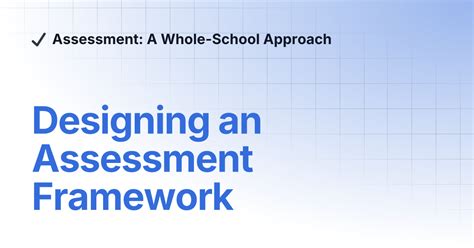 Designing An Assessment Framework Assessment A Whole School Approach