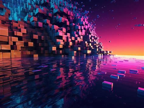 Premium Ai Image Futuristic Abstract Pixelated Art