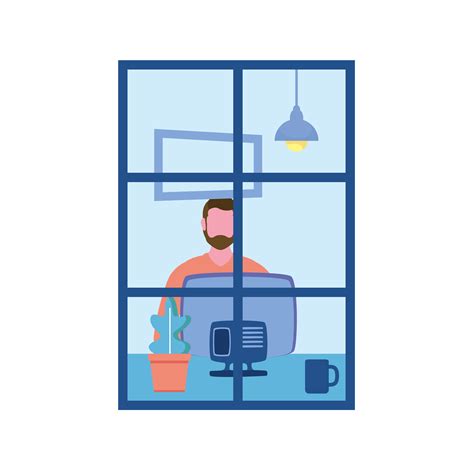 Man With Laptop At Window Vector Design 2727437 Vector Art At Vecteezy