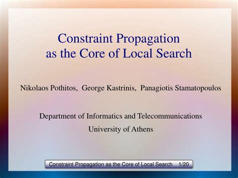 Ppt Constraint Propagation As The Core Of Local Search Powerpoint Presentation Id3542653