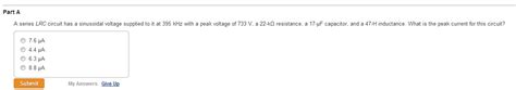Solved A Series LRC Circuit Has A Sinusoidal Voltage Chegg