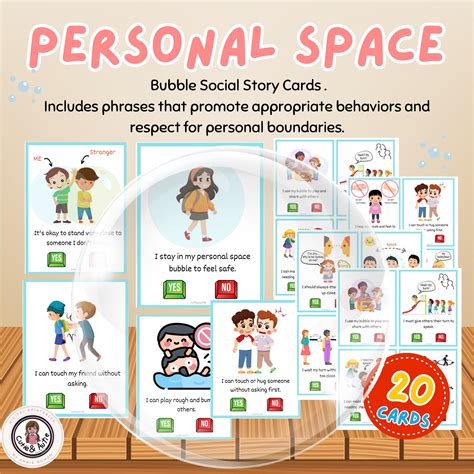 Personal Space Bubble Social Story Cards 20 Cards Etsy