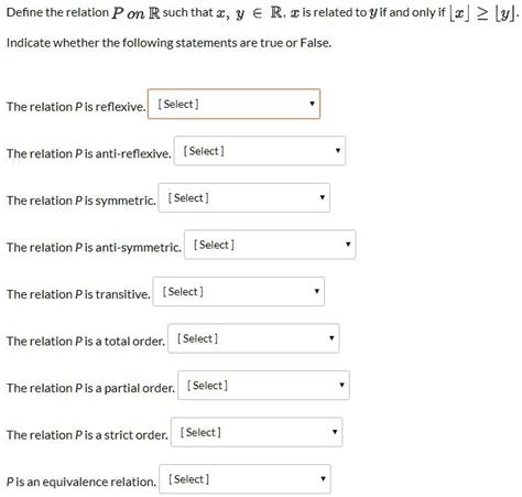 solved define the relation p on p such that € y t is related to y if