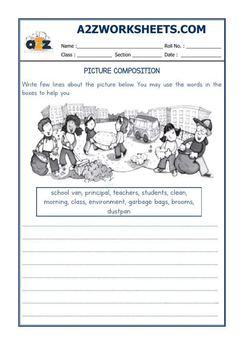 A2zworksheetsworksheet Of Class Vi Picture Composition 05 Writing English