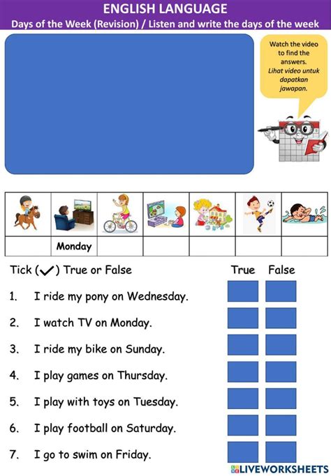 Reading Worksheets Days Of The Week Worksheets Activity