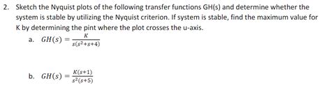 solved 2 sketch the nyquist plots of the following transfer