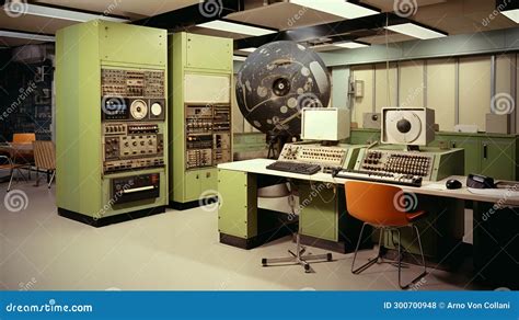 Revolutionary Computing Era 1960s Lab With Room Filling Computer Marvel Stock Illustration