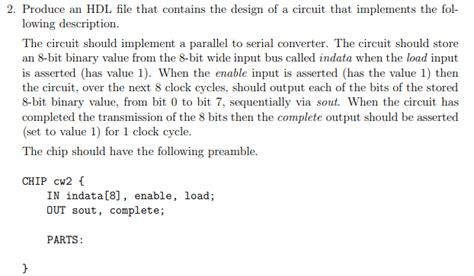 Solved Produce An Hdl File That Contains The Design Of A
