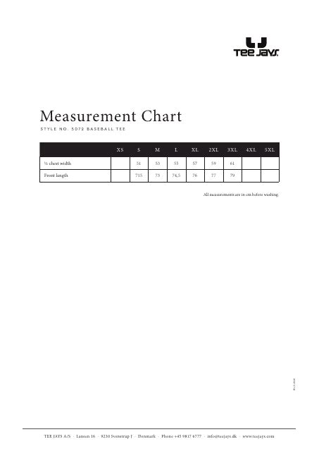 Baseball Tee Size Chart Tee Jays Download Printable Pdf Templateroller