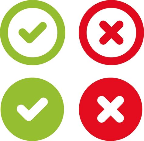 Premium Vector Icon Set Of Check Green Mark And Red Wrong Mark Thin Line Icons Flat Vector