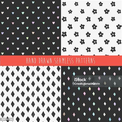 추상적인 손으로 그린 패턴의 설정 벡터 일러스트입니다 개체 그룹에 대한 스톡 벡터 아트 및 기타 이미지 개체 그룹 검은색 그리기 Istock