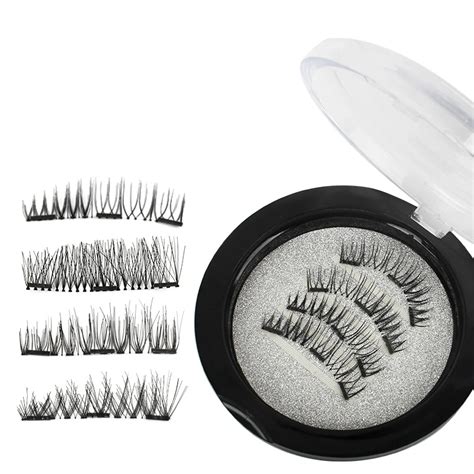 4pcs Soft Natural Fashion Lashes 3d Three Magnetic False Eyelashes No
