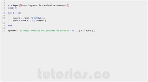 Ciclo For Matlab Media Armonica