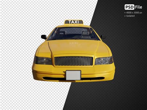 Taxi Cab Front View Isolated 3d Render Premium Psd