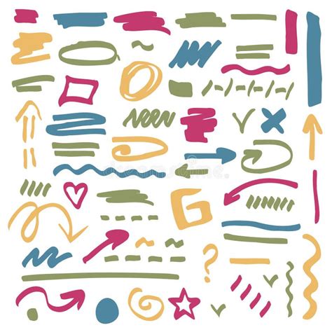 Handmade Marker Strokes Marker Lines Marker Stripes And Highlight Elements Vector