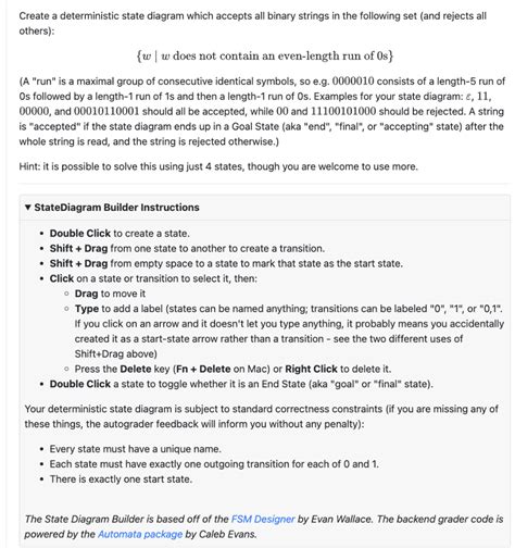 Solved Create A Deterministic State Diagram Which Accepts
