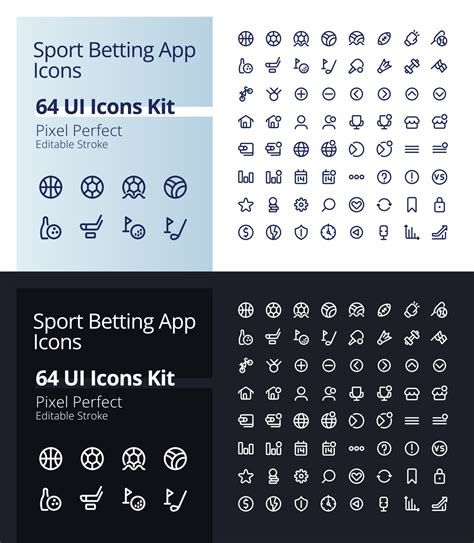 Sport Betting App Pixel Perfect Linear Ui Icons Kit For Dark Light