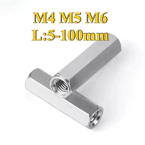 ข้อต่อสตัด หัวน็อต ตัวเมีย ยาว สแตนเลส 304 เกลียวมิล หยาบ Hex Connector Coupling Nut Sus304 M4