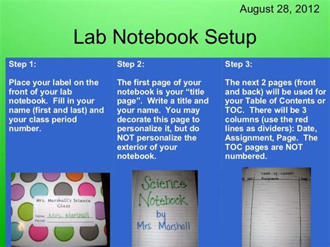 lab notebook set up