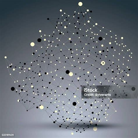 Complicated Abstract Grayscale 3d Shape Vector Digital Lattice Stock Illustration Download