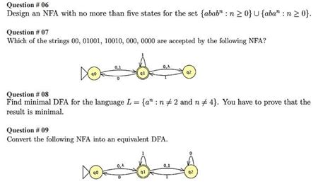 Solved Question Design An NFA With No More Than Five Chegg Com