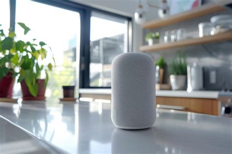 Smart Speaker Close Up Capturing Music Playback Premium Ai Generated Image