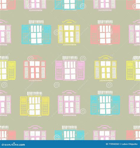 Retro Window Seamless Vector Pattern Stock Vector Illustration Of Flower City