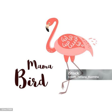 해피 어머니의 날 카드 엄마 새 텍스트 핑크 플라밍고 귀여운 인쇄 인사말 카드 인쇄 포스터 배경 벡터 개념에 대한 스톡 벡터