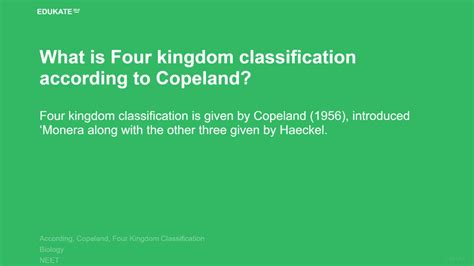 What Is Four Kingdom Classification According To Copeland Biology In
