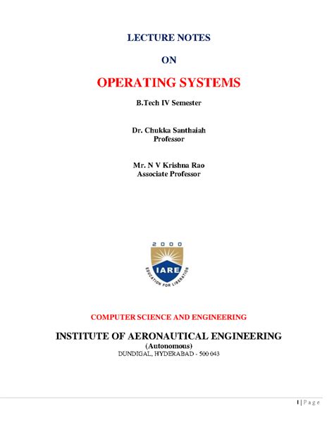 lecture notes operating system lecture notes on operating systems b