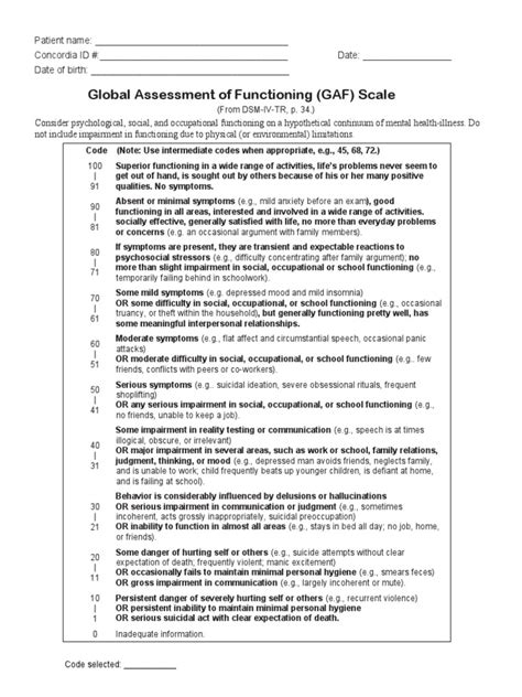 Global Assessment Of Functioning Scale Pdf Abnormal Psychology Mental Health