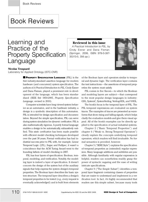 pdf learning and practice of the property specification language