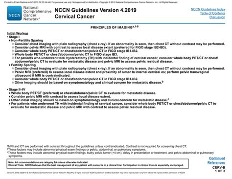 Cáncer cérvicouterino Guia NCCN 2019 PDF Cancer Diseases and Conditions