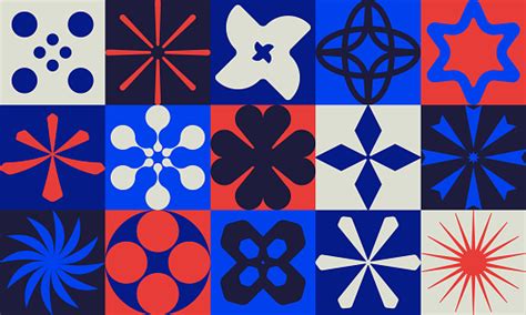 추상적인 기하학적 벡터 미니멀리즘 모자이크 작품 기하학적 요소와 실루엣 기본 그림의 다채로운 그래픽 자산 컬러 패턴 삽화 0명에