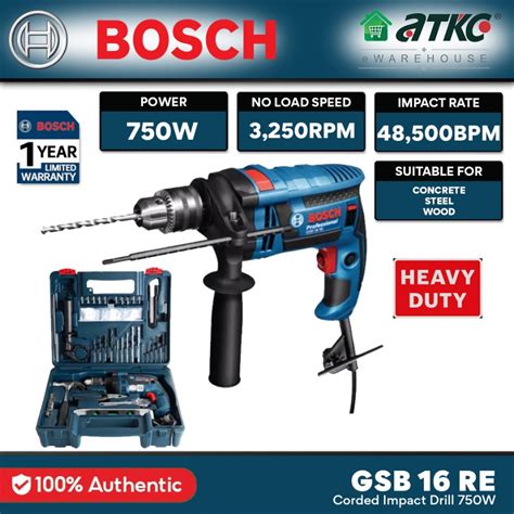 Bosch GSB 16 RE Heavy Duty Impact Drill 750W C/W Accessories Set