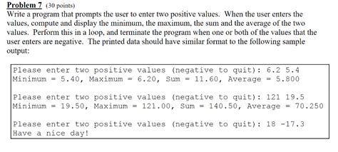 Solved Problem Points Write A Program That Prompts Chegg