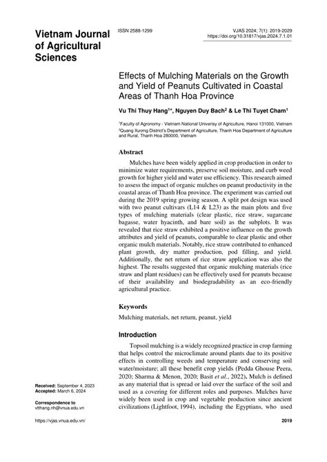 Pdf Effects Of Mulching Materials On The Growth And Yield Of Peanuts
