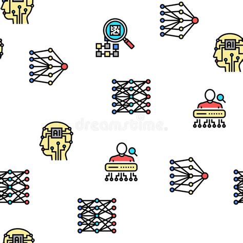 Neural Network And Ai Vector Seamless Pattern Stock Vector Illustration Of Linear