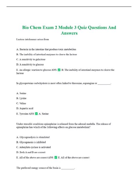 Bio Chem Exam 2 Module 3 Quiz Questions And Answers Bio Chem Stuvia Us