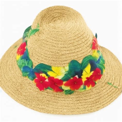 Premium Ai Image String Hat With Tropical Theme Illustration Premium Ai Image String Hat With Tropical Theme Illustration