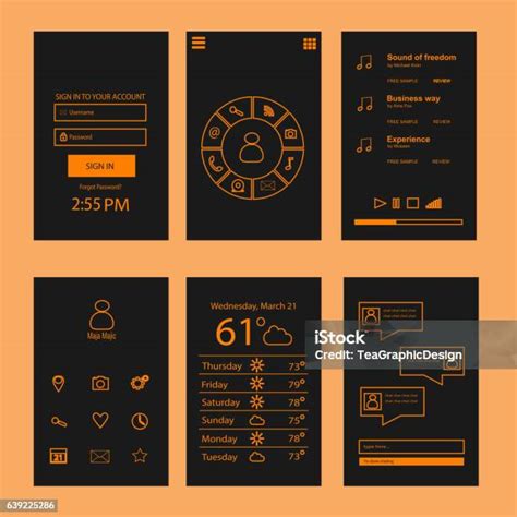 모바일 인터페이스 Ui 벡터 에 대한 스톡 벡터 아트 및 기타 이미지 개체 그룹 검색 Istock