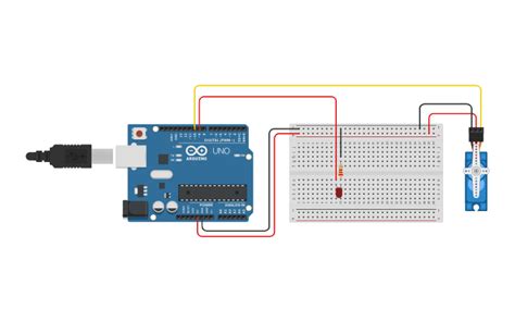 Circuit Design Servo Led Tinkercad