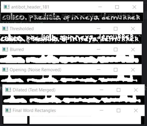 Dynamic Preprocessing For Captcha Image Segmentation Python Opencv