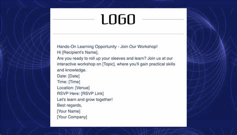 Interactive Workshop Invitation Email