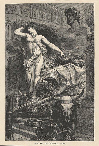 Dido On The Funeral Pyre Antique Engraving Virgil C