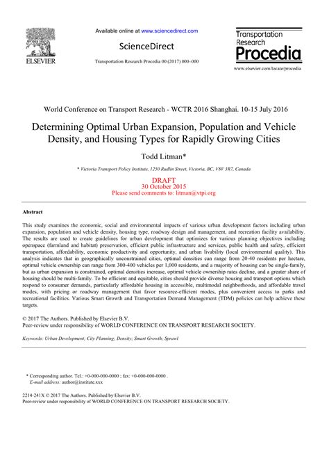 Determining Optimal Urban Expansion Population And Vehicle Density And Housing Types For