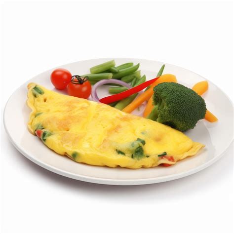 Premium Photo Omelet With Vegetables On A Plate Isolated On A White