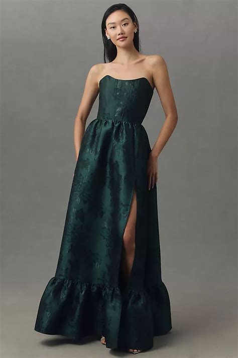 V Chapman Charlotte Strapless Corset Side Slit Dress Anthropologie